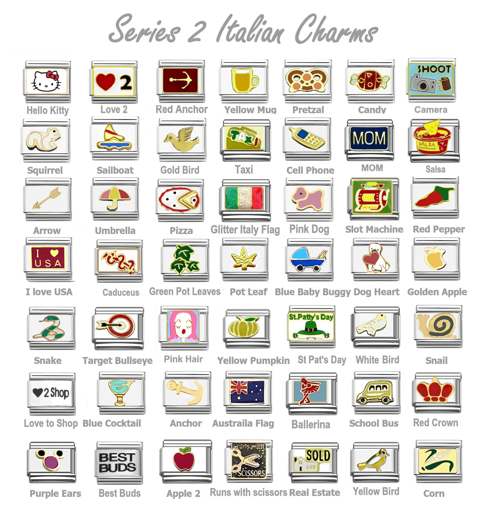 Italian Charms Classic 9mm Size Limited Great Assortment Gold and ...