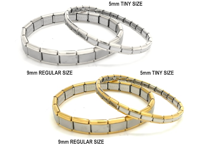 Italian Charm Bracelet All Steel or With 18K Gold Edge in Two Sizes ...