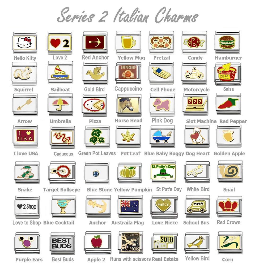 Italian Charms Classic 9mm Size Limited Great Assortment Gold and ...