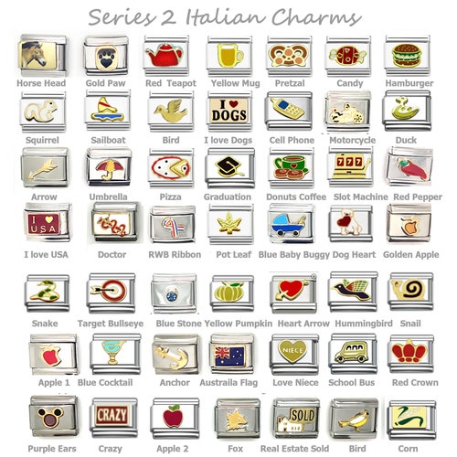 Italian Charms Classic 9mm Size Enamel Gold and Stainless - Etsy