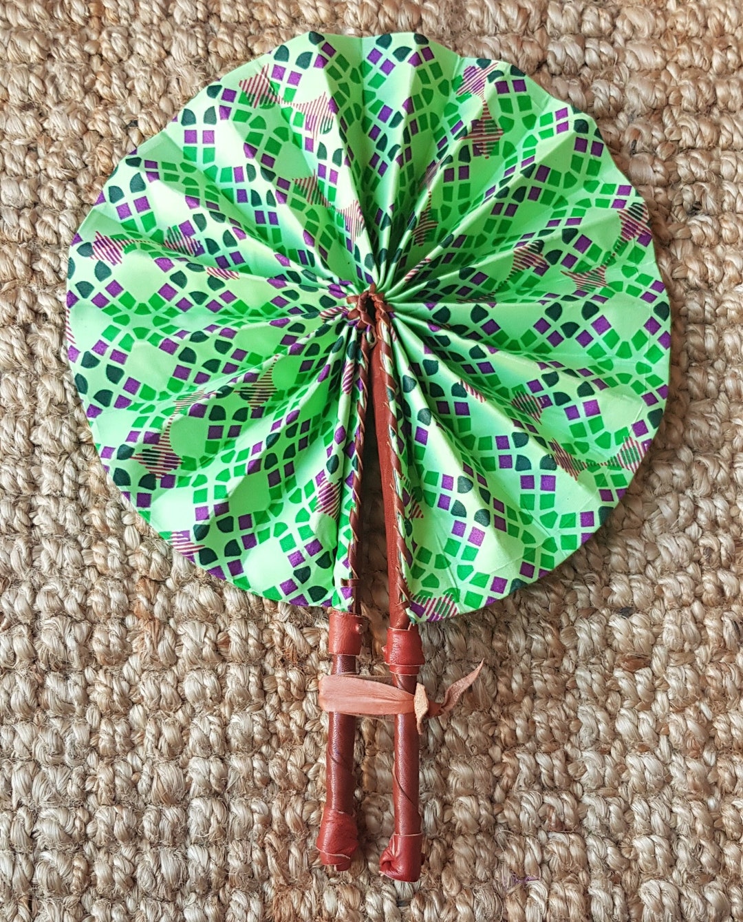 Handmade Fans, African & Bright Colour Print Designs. Authentic Leather ...