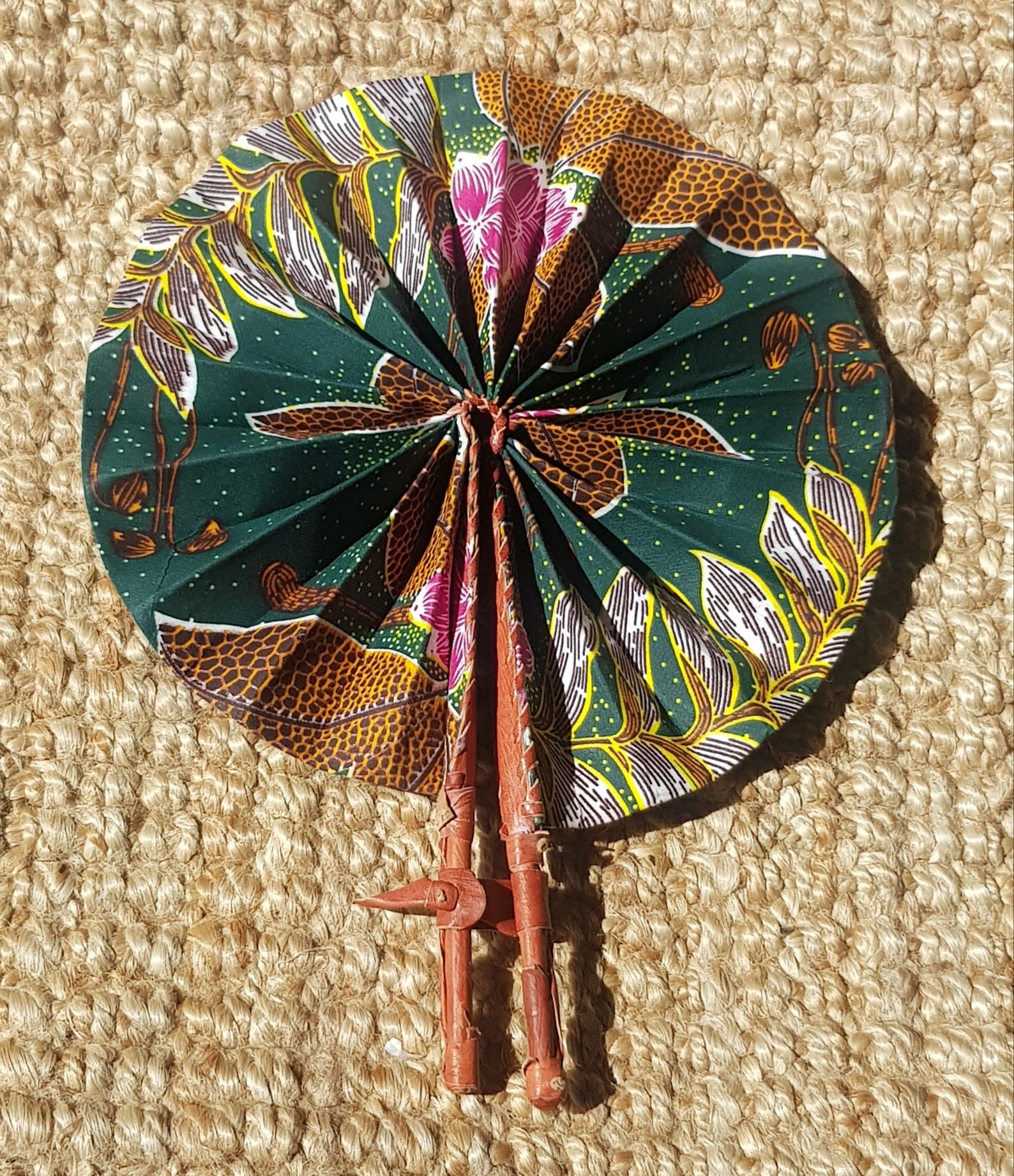 Handmade Fans, African & Bright Colour Print Designs. Authentic Leather ...