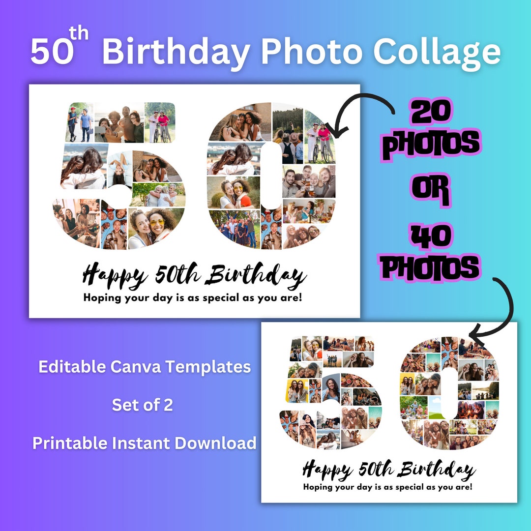 50th Birthday Photo Collage - Perfect Personalised Gift to Celebrate a ...