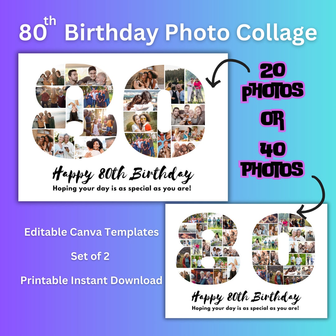 80th Birthday Photo Collage - Perfect Personalised Gift to Celebrate a ...