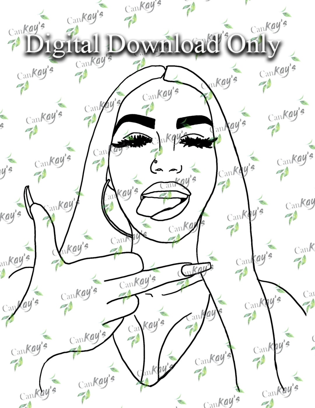 Baddie Inspired Sip and Paint Canvas | Sip and Paint Outline Png ...