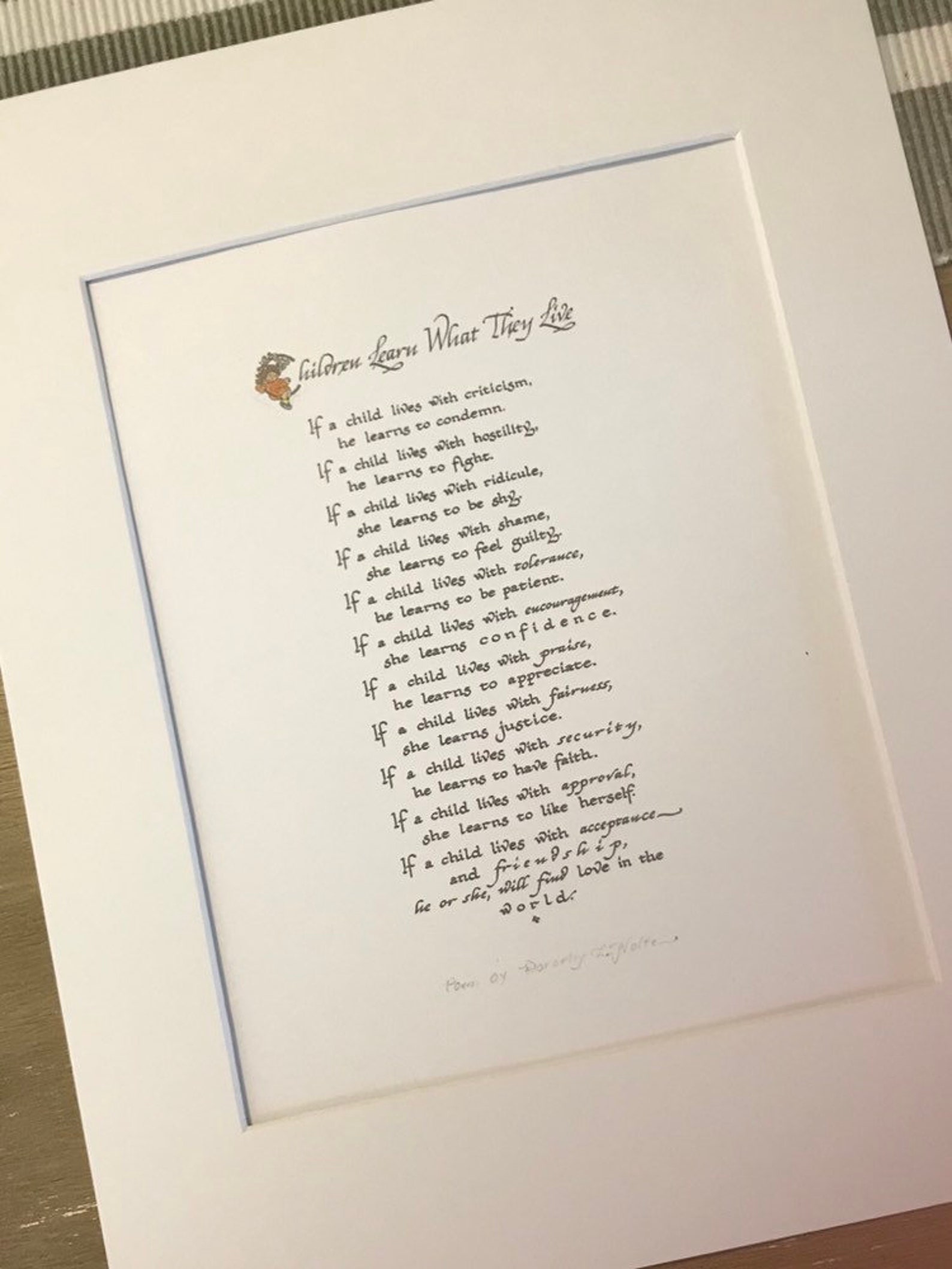 Children Learn What They Live Poem by Dorothy L. Nolte. Original ...