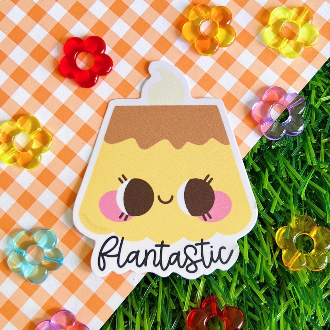 Flantastic Silly Flan Kawaii Sticker - Etsy