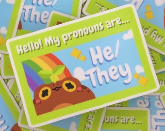 He They Pronoun Sticker He/they Sticker Pronoun Stickers - Etsy