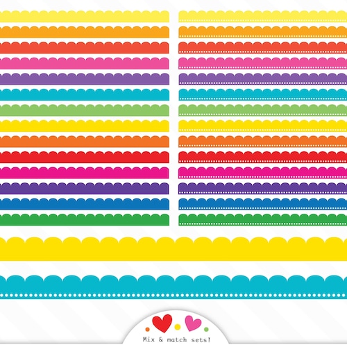 Clipart Scalloped Borders Graphics Commercial Use Clipart - Etsy