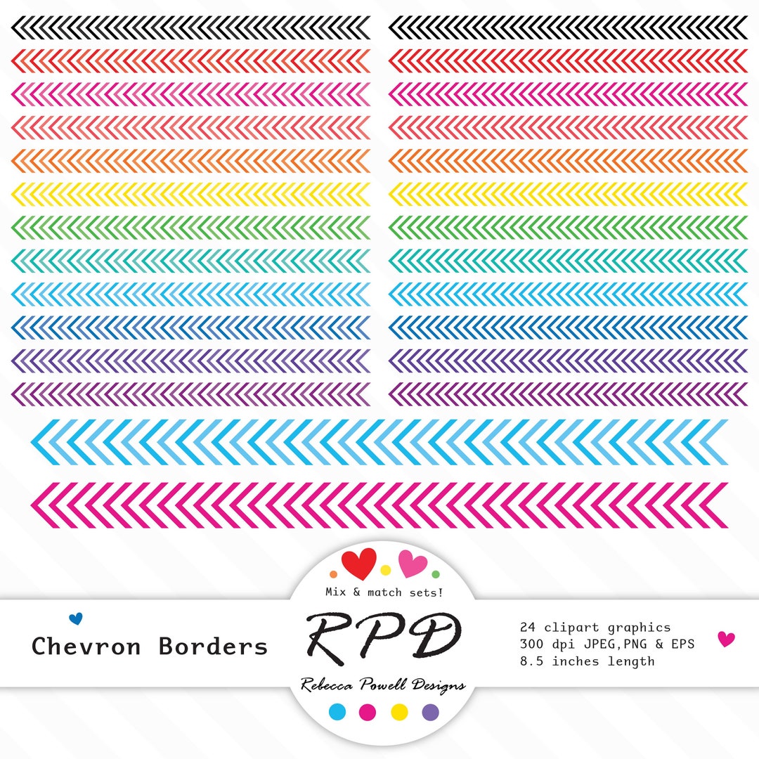 Borders Digital Clip Art Set Chevron Stripes Pattern Rainbow - Etsy Ireland