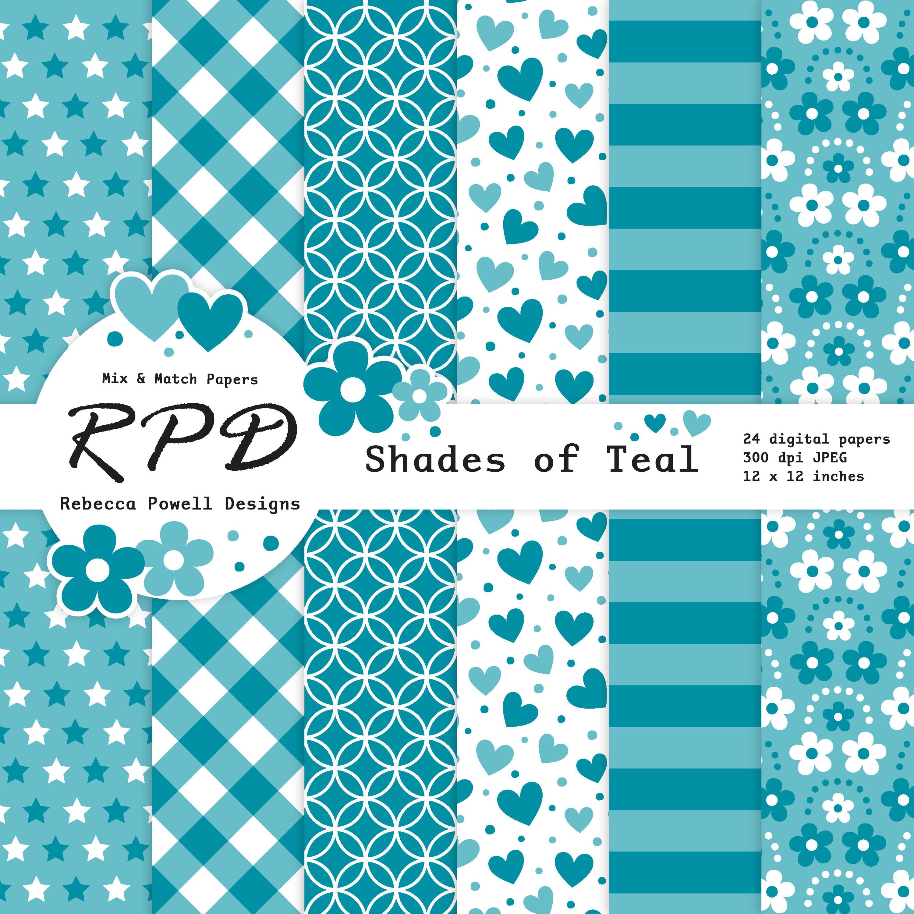 Teal Digital Papers Pack: Seamless Scrapbook Patterns (instant Download ...