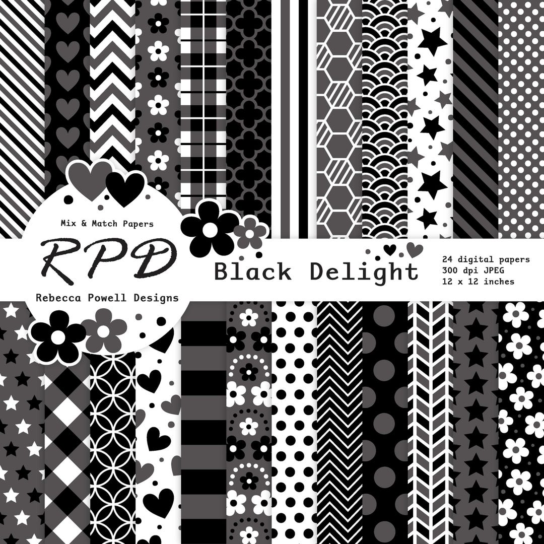 Black and White Digital Paper Pack – Seamless Patterns (12x12) - Etsy