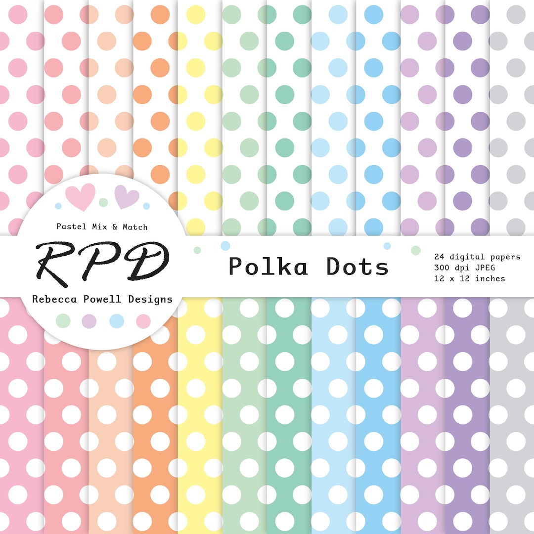 Polka Dot Pattern Seamless Digital Paper, Pastel Colours & White ...