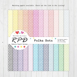 Small Polka Dots Digital Paper Pack, Seamless, Rainbow Colours, White ...