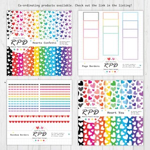 Love Hearts Digital Clip Art Set, Rainbow Colours, Png, Jpeg ...