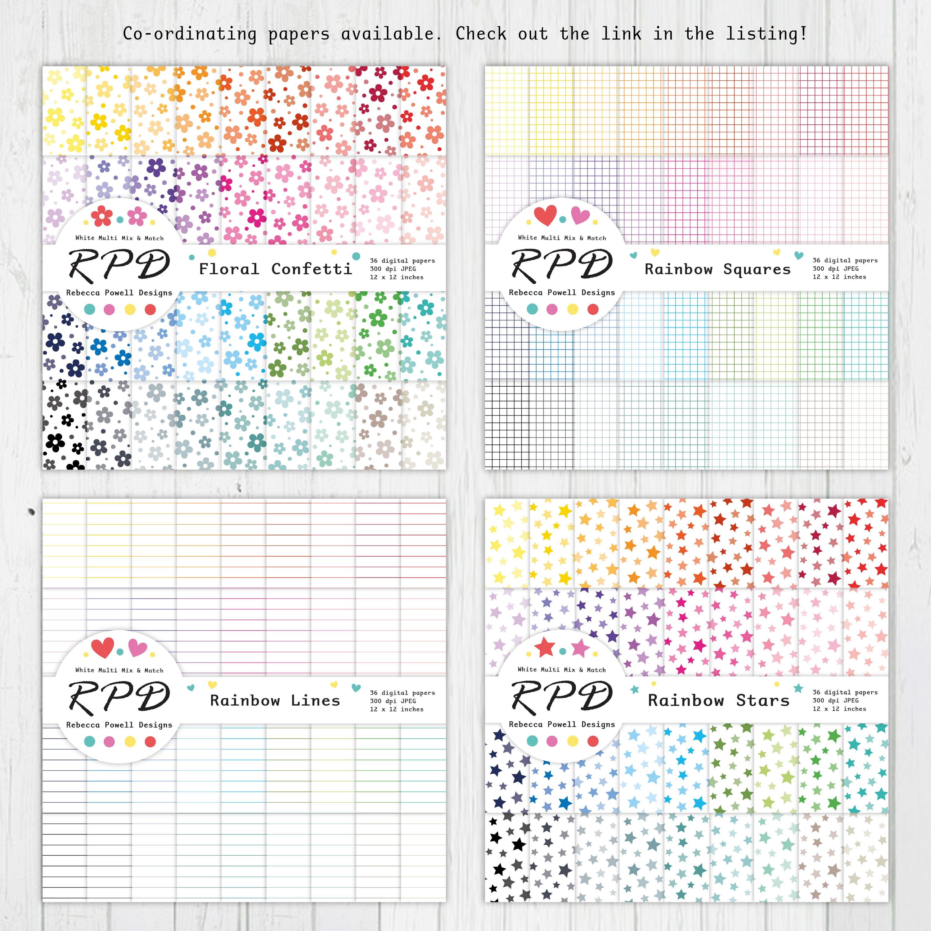 Polka Dots Seamless Digital Paper, Rainbow Colours, White Backgrounds ...