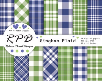 Green White Plaid | Etsy