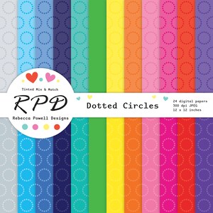 Geometric Circles Digital Paper, Seamless Pattern, Tinted Rainbow ...