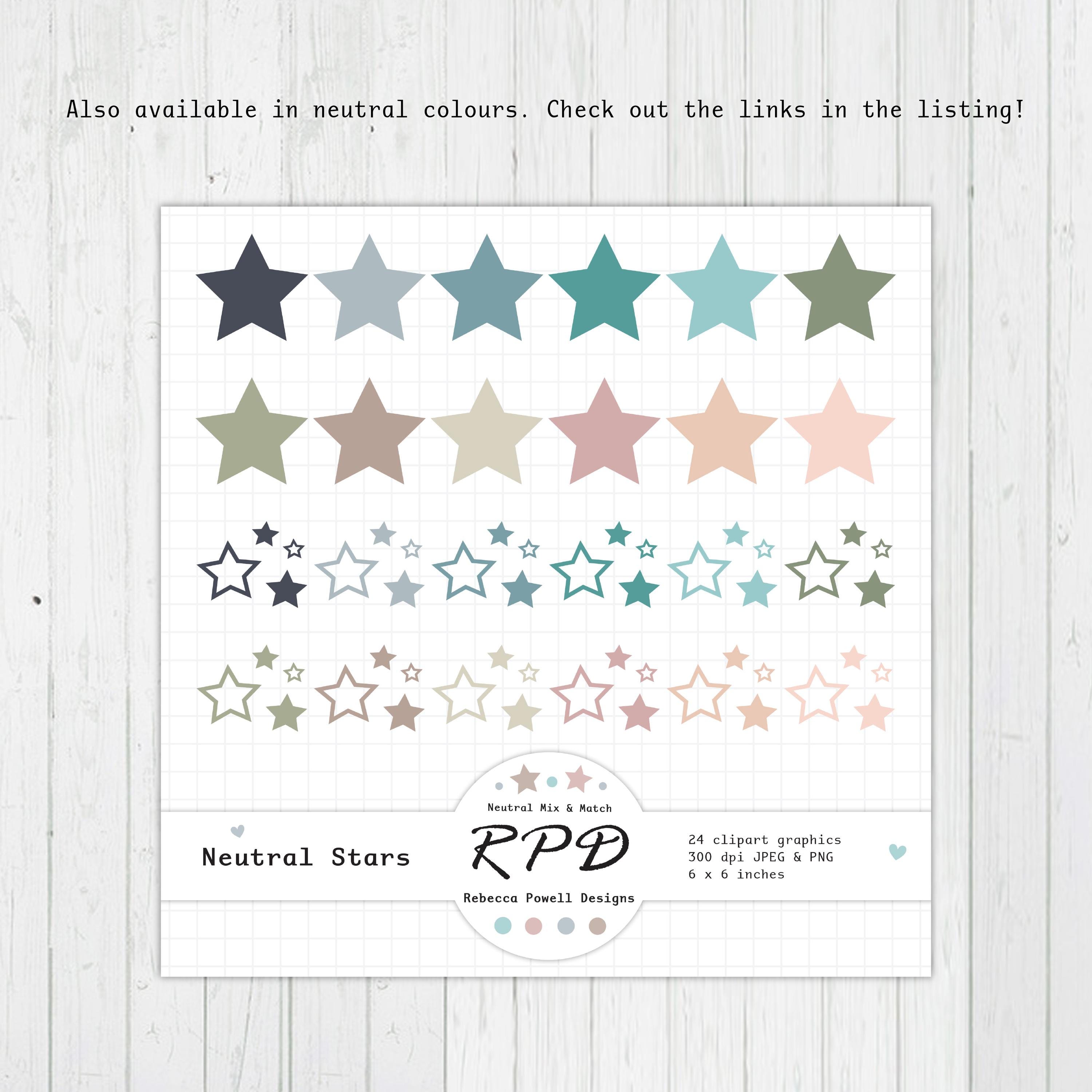 Pastel Rainbow Stars Clip Art Set: Scrapbooking Graphics (digital ...
