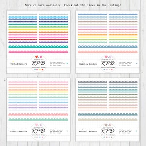 Vintage Scalloped Borders Digital Clip Art, Rainbow Colours ...