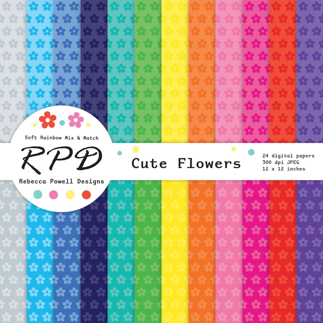 Rainbow Flower Seamless Pattern, Scrapbook Paper (digital Download) - Etsy