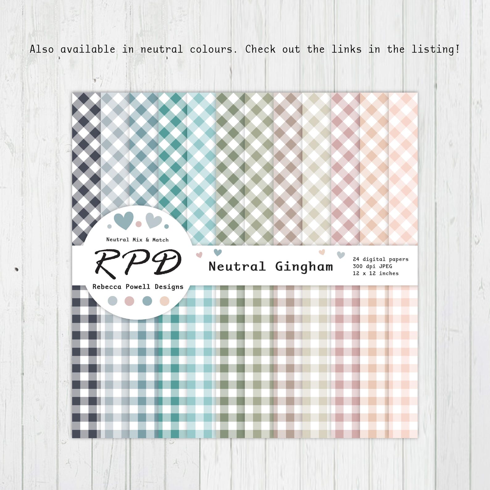 Gingham Pattern Seamless Digital Paper, Pastel Colours & White ...