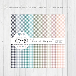 Gingham Pattern Seamless Digital Paper, Pastel Colours & White ...