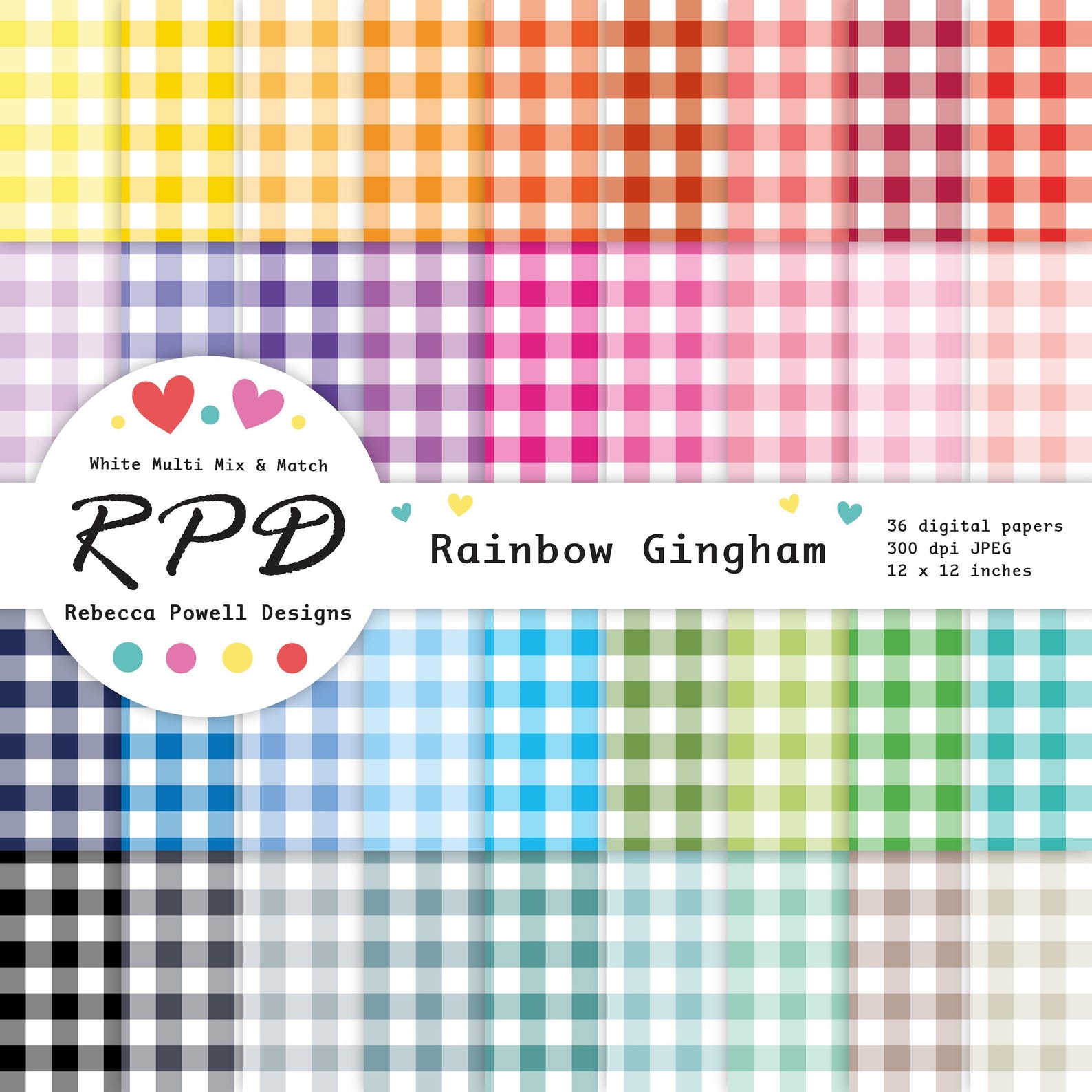 Gingham Pattern Digital Paper Pack: Seamless Scrapbook Backgrounds ...