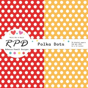 Polka Dots Seamless Digital Paper, Rainbow Colours & White, Scrapbook ...