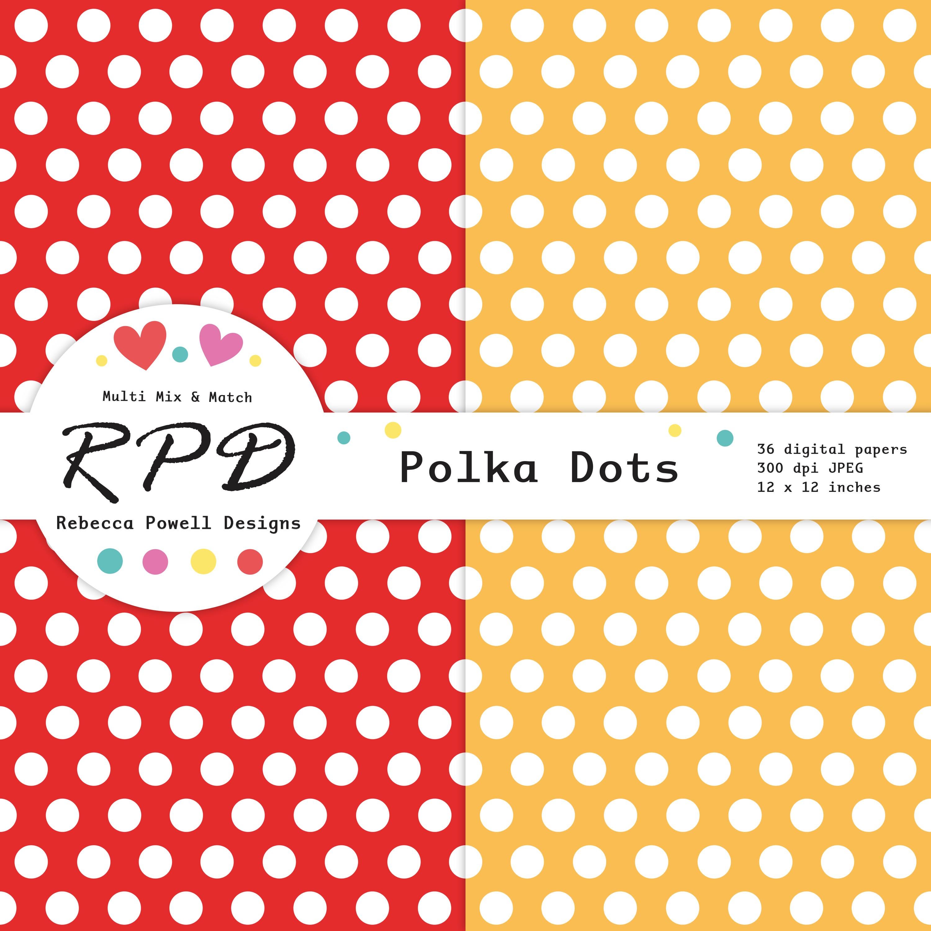 Polka Dots Seamless Digital Paper, Rainbow Colours & White, Scrapbook ...