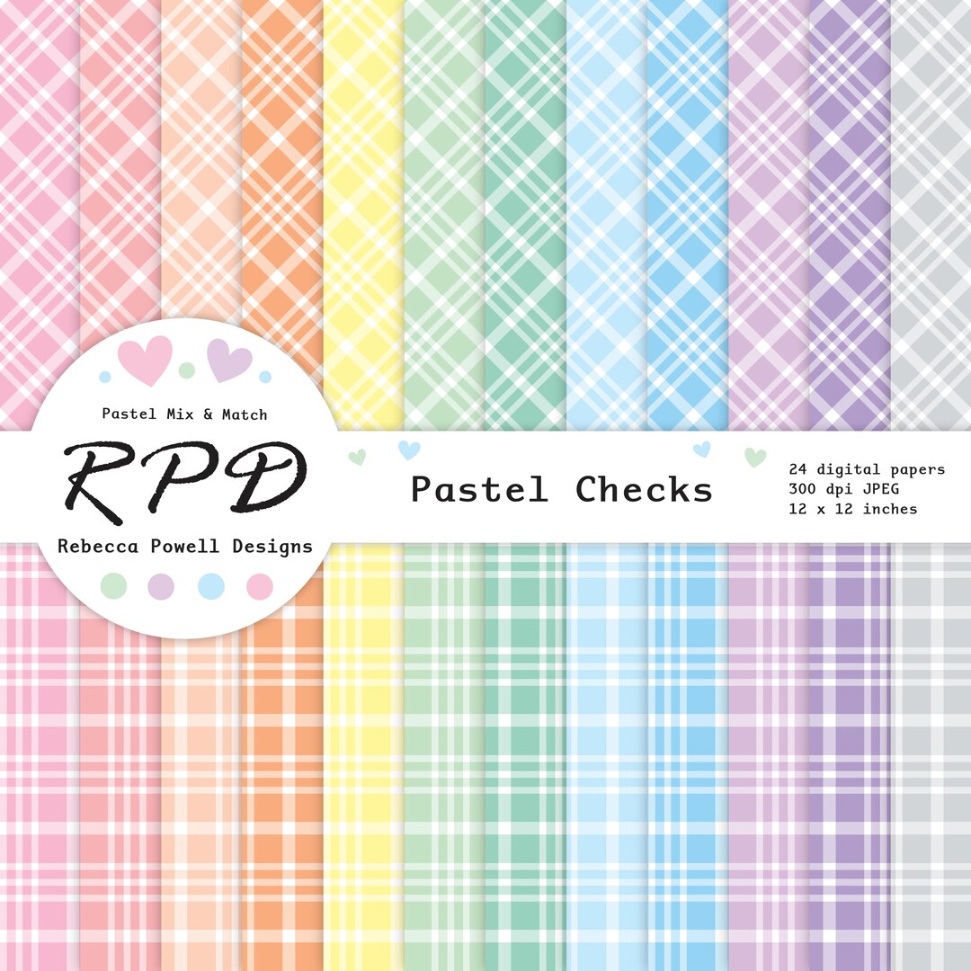 Plaid Tartan Check Seamless Digital Paper, Pastel Colours & White ...