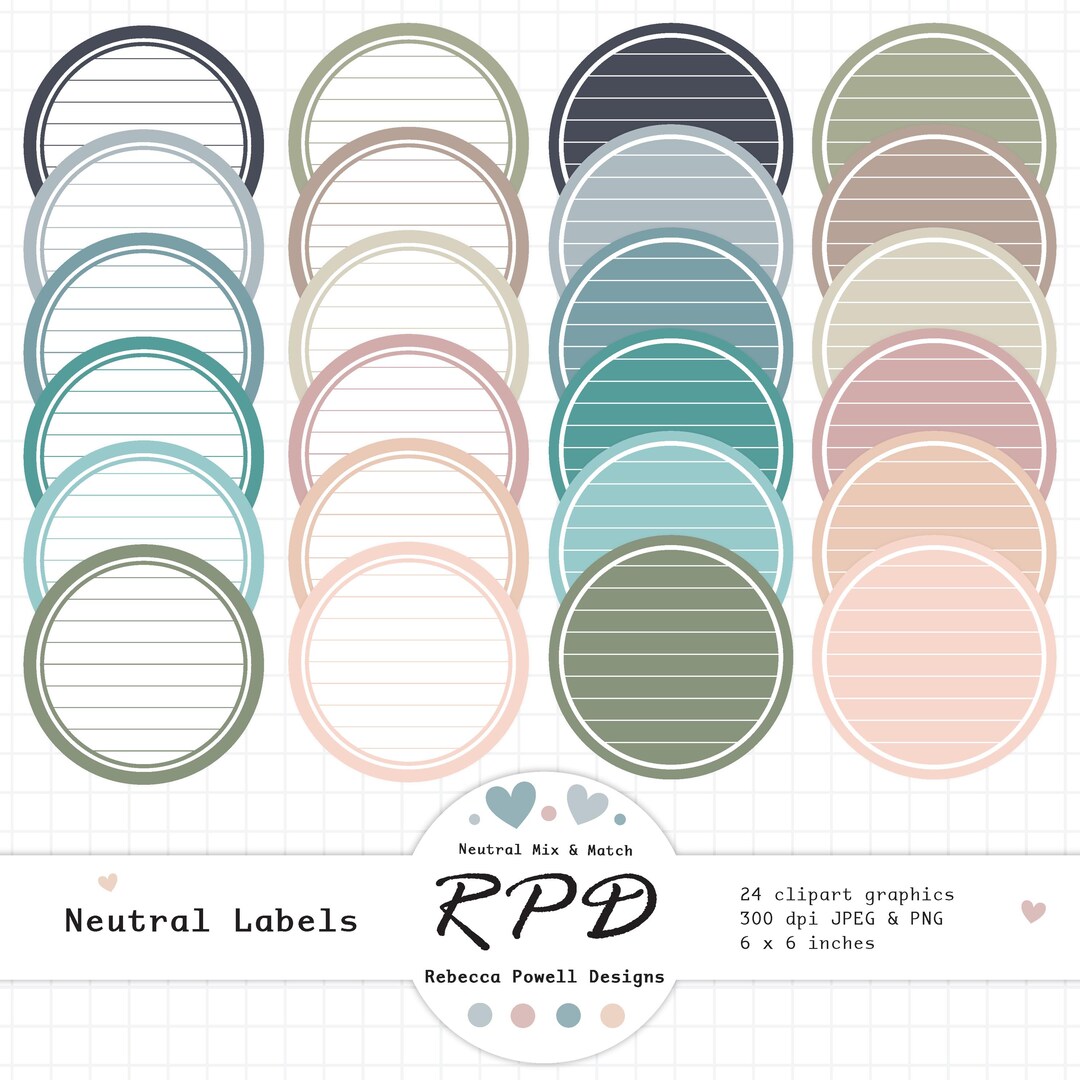 Neutral Lined Paper Round Labels Clip Art: Scrapbooking, Planner ...
