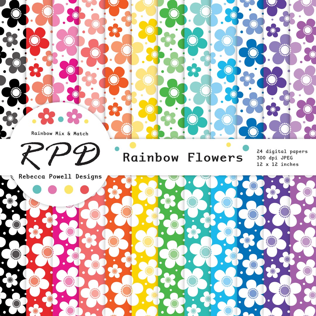 SALE Flowers Floral Hand Drawn Digital Paper, Seamless Pattern, Multi ...