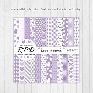 Love Hearts Digital Paper Pack: Pink & White Seamless Patterns (digital ...