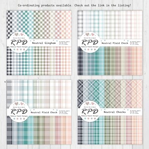 Plaid Pattern Seamless Digital Paper, Neutral Colours & White ...
