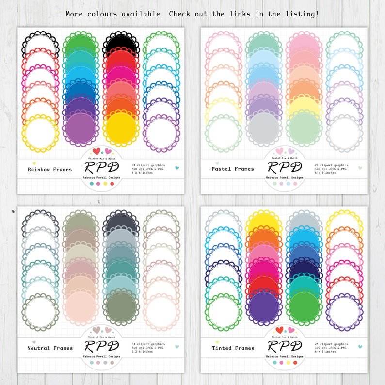 Vintage Style Digital Clip Art Frames, Pastel Rainbow Colours ...