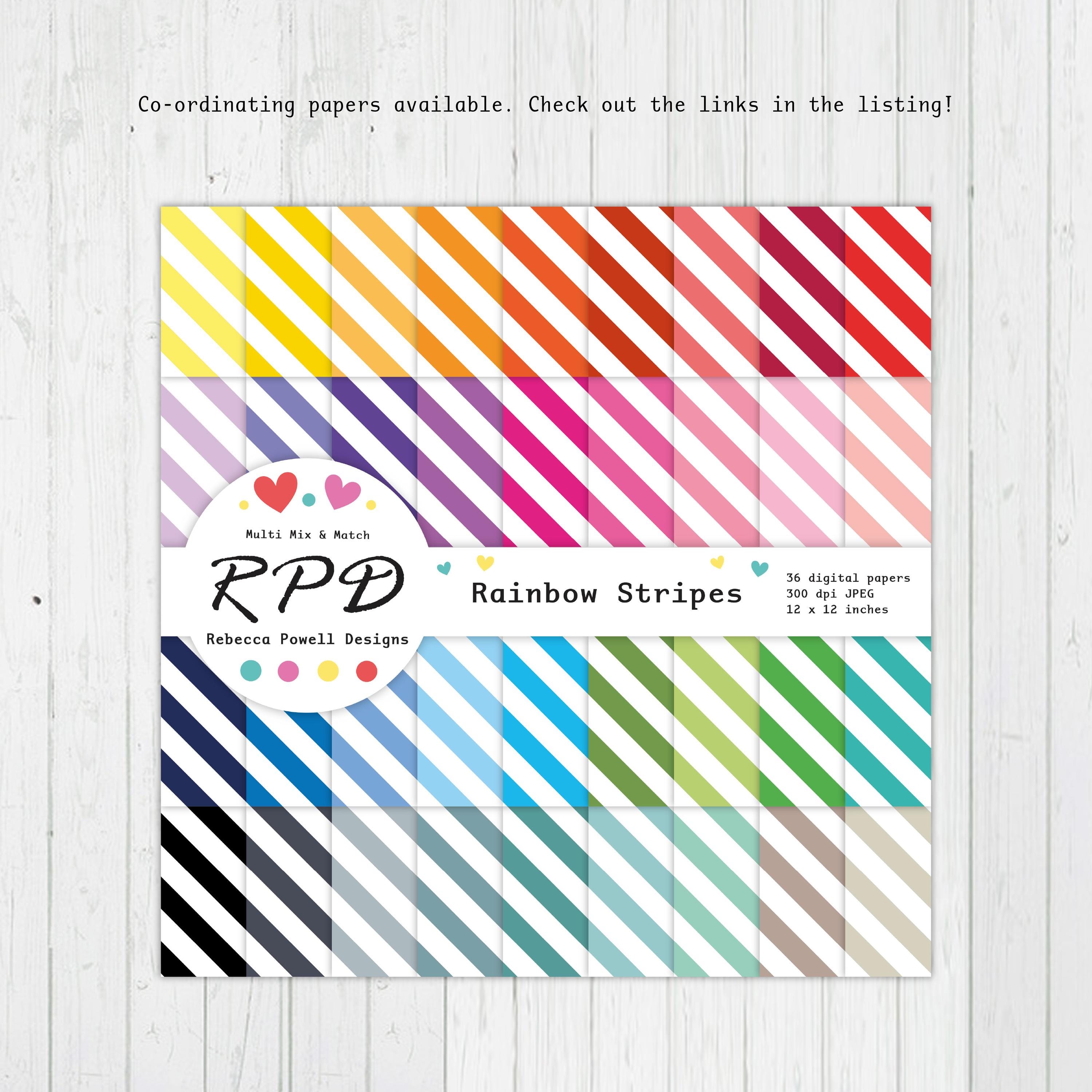 Diagonal Stripes Seamless Digital Paper, Tinted Rainbow Colours ...