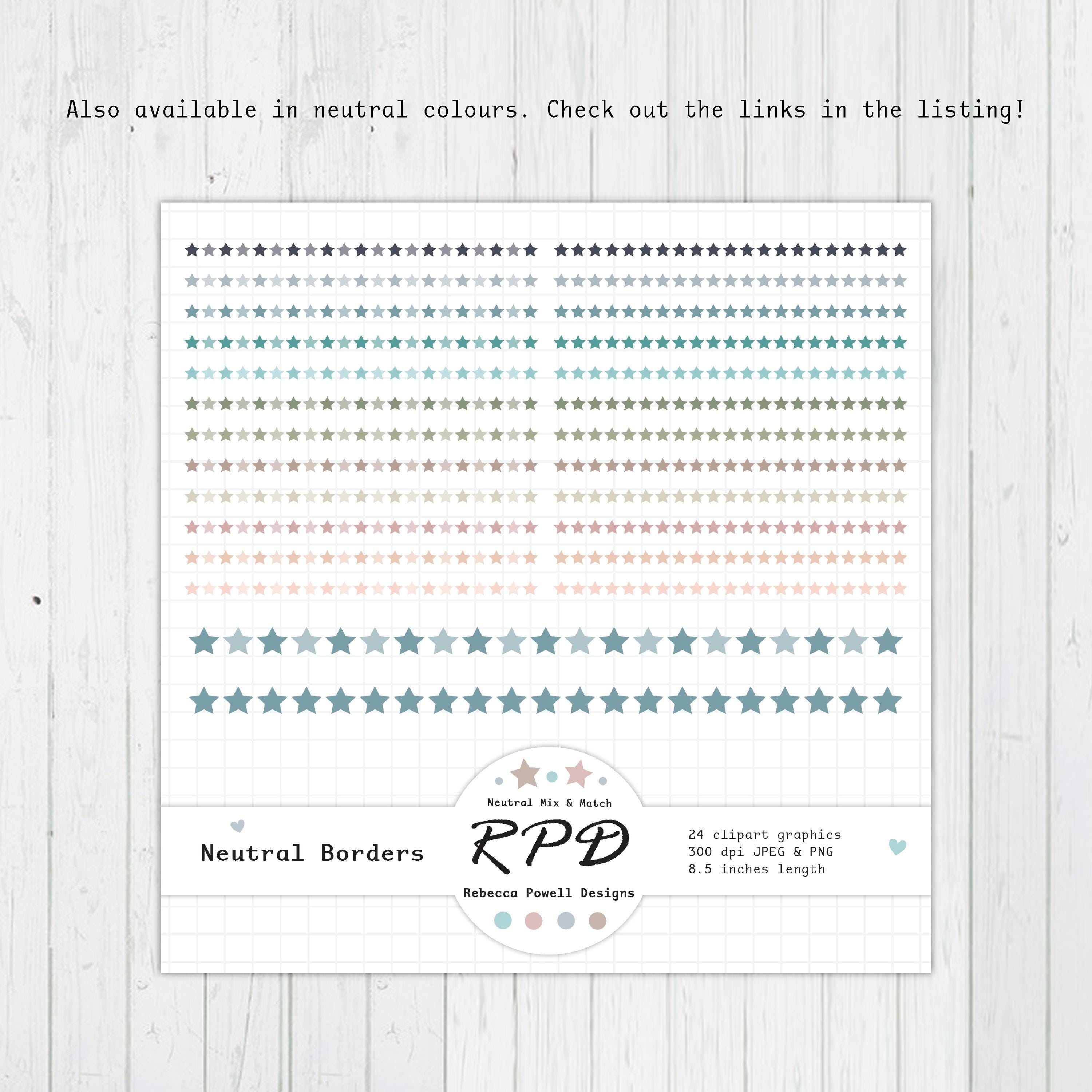Stars Ribbon Borders Digital Clip Art Set, Pastel Rainbow Colours ...