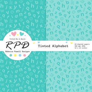 ABC Alphabet Letters Digital Paper, Seamless Pattern, Tinted Pastel ...