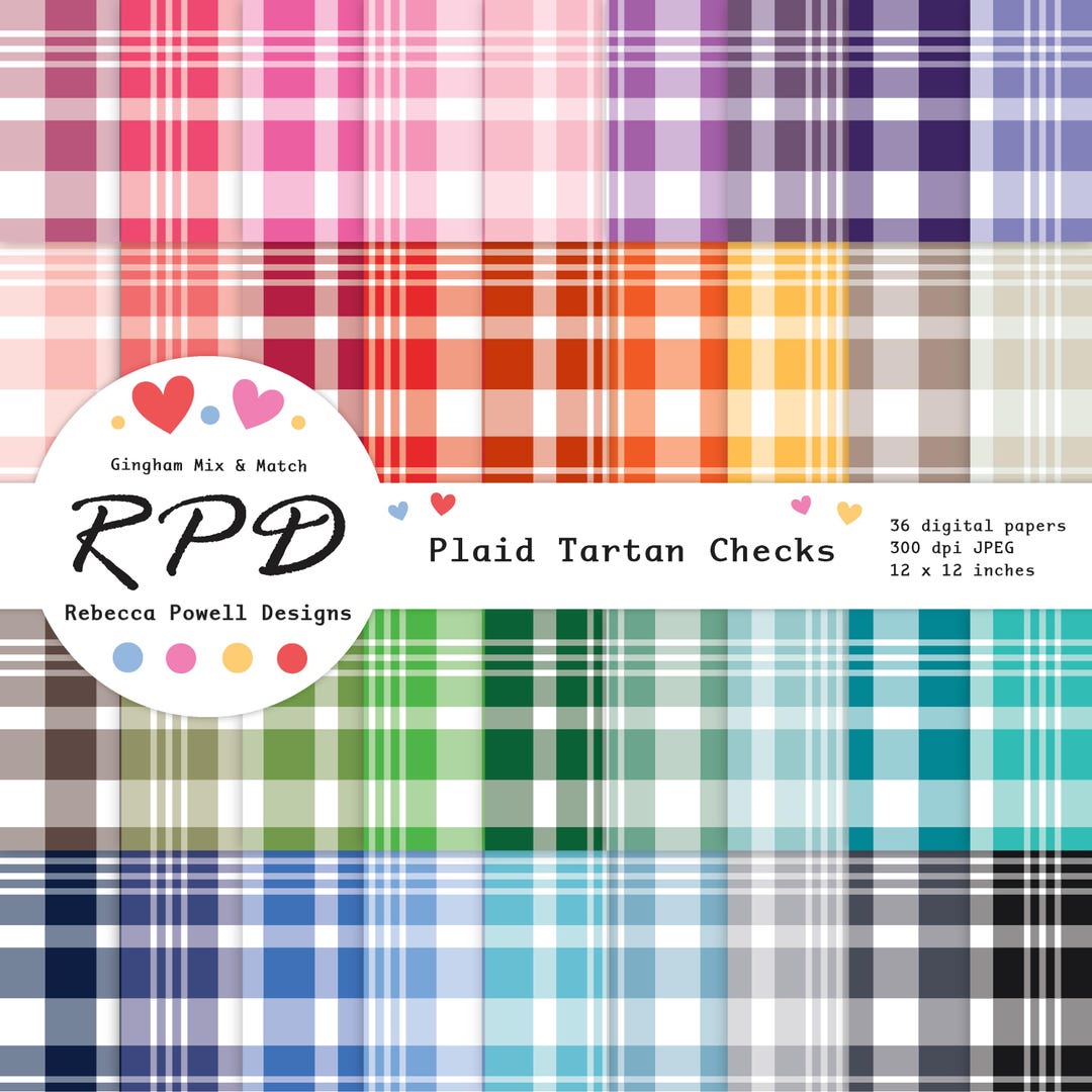 Tartan Plaid Checks Digital Papers Pack: Seamless Backgrounds (instant ...