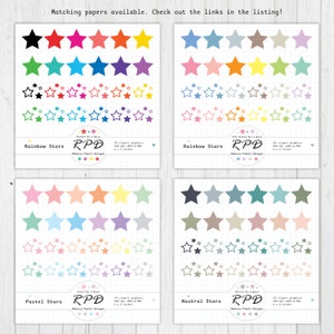 Stars Digital Clip Art Set, Solid Rainbow Colours, Star Outlines, Png ...