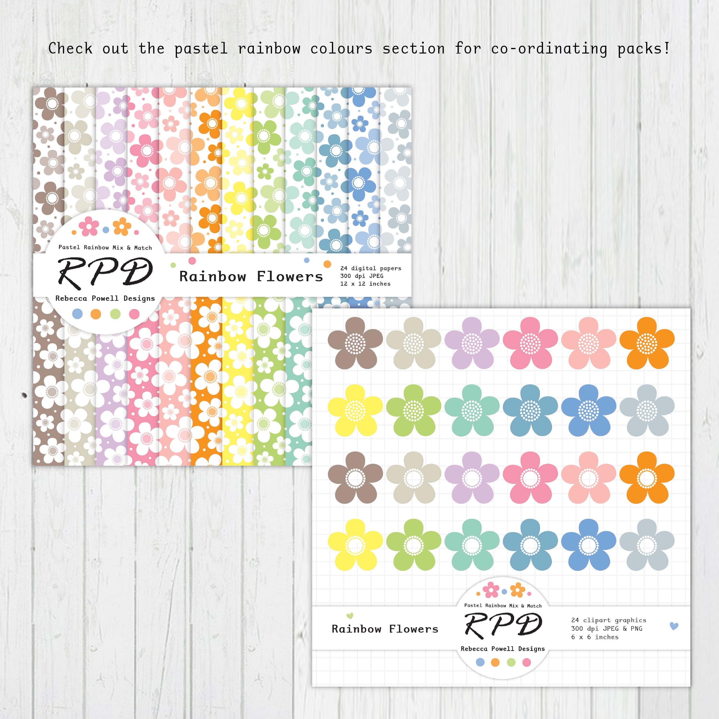 Floral Confetti Digital Paper: Pastel Rainbow Seamless Patterns ...
