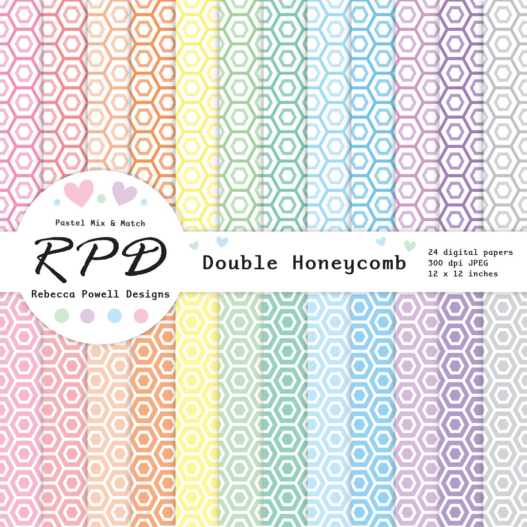 Honeycomb Digital Paper Pack Set, Seamless Pattern, Pastel Colours ...