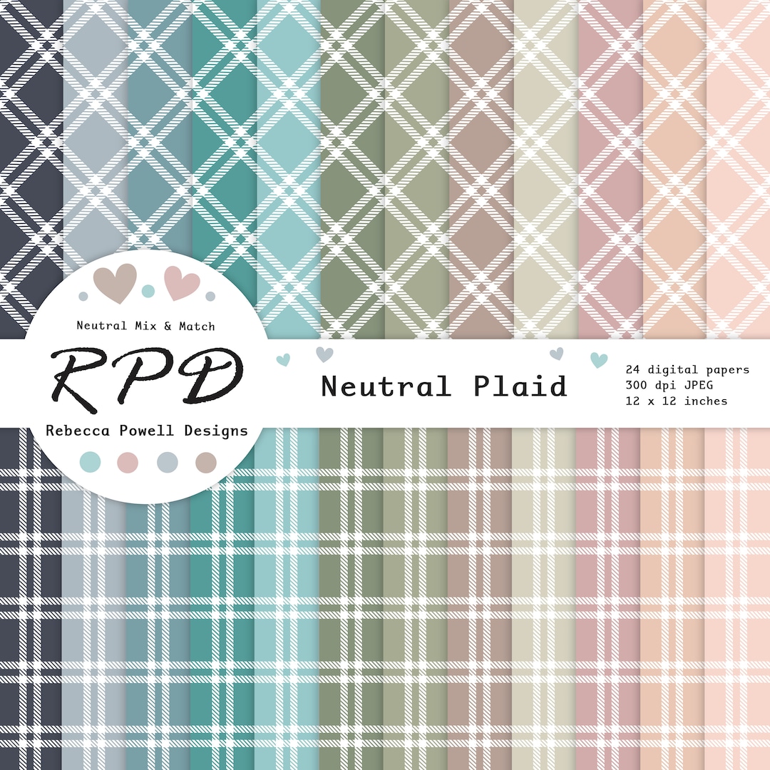 Tartan Plaid Digital Paper Pack, Seamless Pattern, Neutral Colours ...