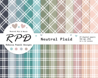 Plaid Digital Paper Pack - Checks Gingham Tartan Seamless Pattern ...