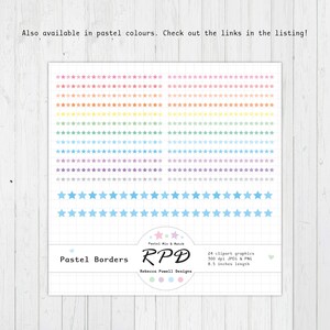 Stars Ribbon Borders Digital Clip Art Set, Pastel Rainbow Colours ...