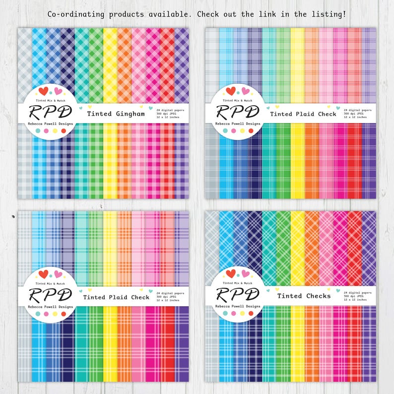 Plaid Tartan Check Seamless Digital Paper, Tinted Rainbow Colours ...