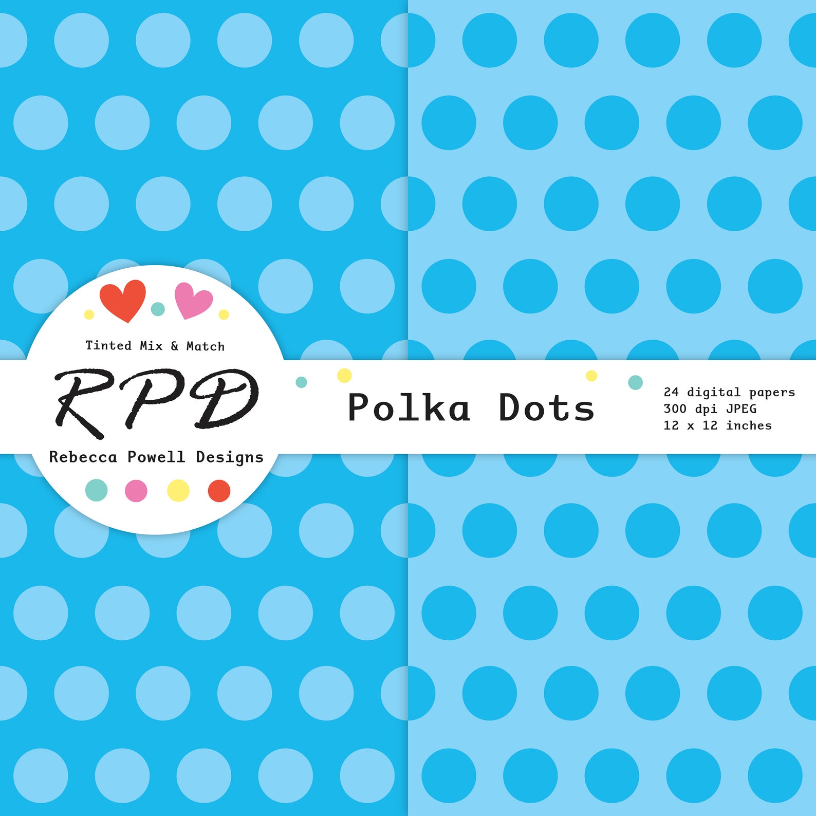 Polka Dot Pattern Seamless Digital Paper, Tinted Rainbow Colours ...