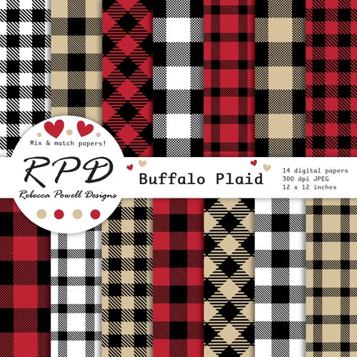 Buffalo Plaid Digital Paper Red Green White and Black - Etsy