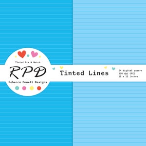 Lined Digital Paper Pack, Seamless Pattern, Notebook Paper, Tinted ...